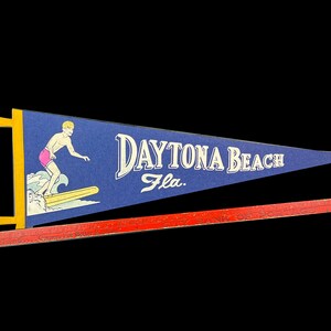 Vintage Pennant Daytona Beach Florida Souvenir Travel Tourist Stiff ...