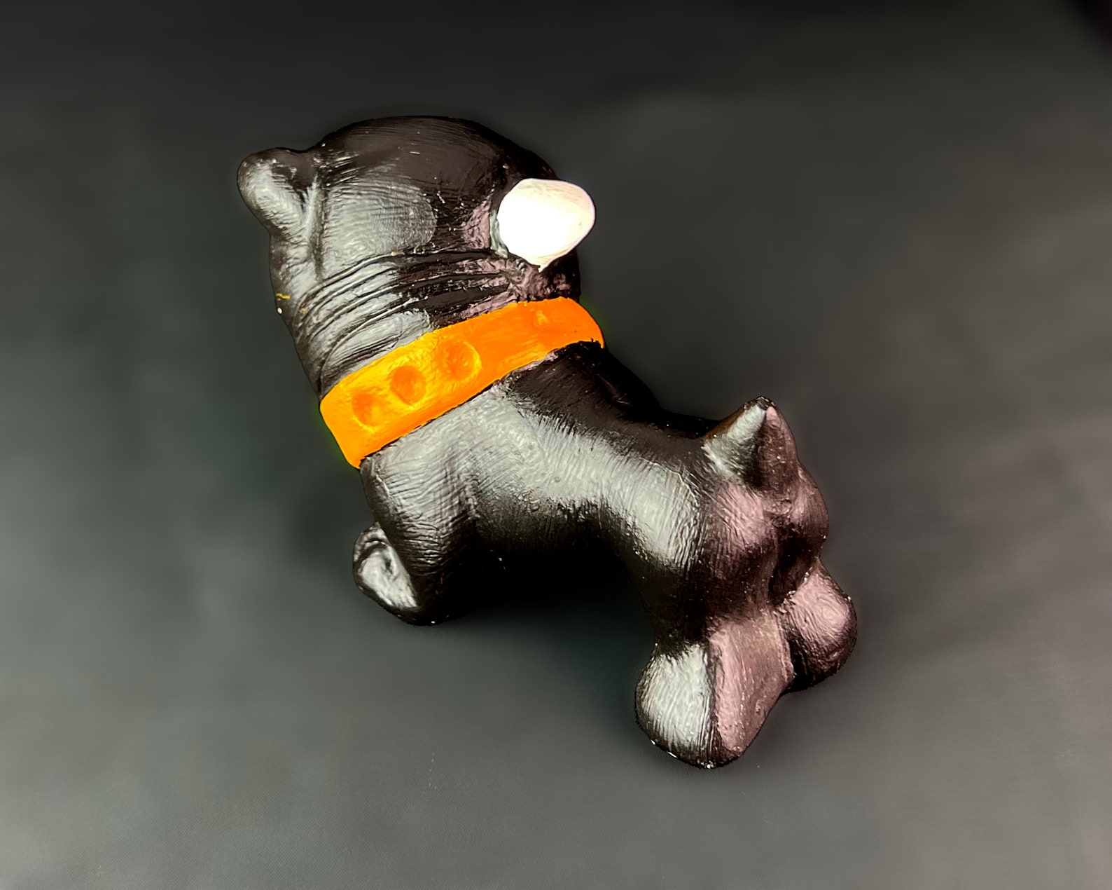 Vintage Chalkware Bulldog DOG Black With Yellow Collar - Etsy