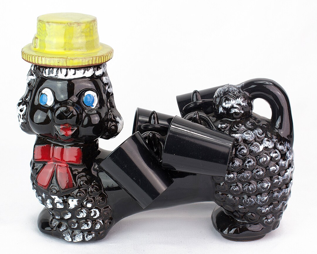 Vintage MCM Redware Dog Decanter With Shot Glasses, Novelty Barware - Etsy