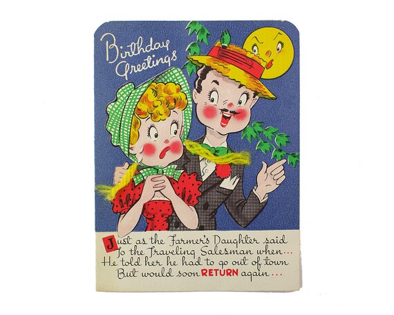 Vintage Happy Birthday Greetings Card Humorous Farmers | Etsy