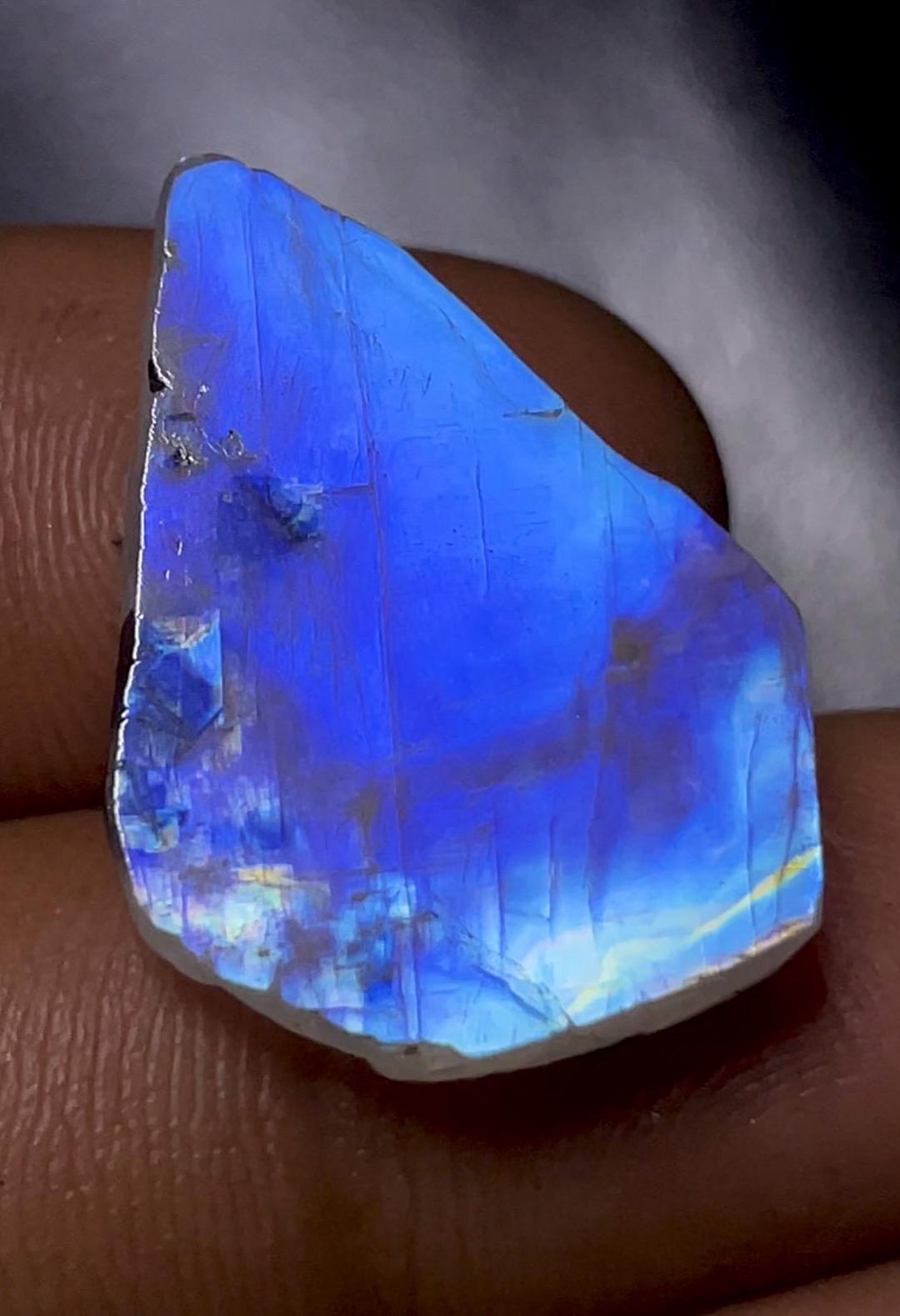 Amazing!! Blue Flashy Moonstone Raw Slice , One Sided Polished Loose ...