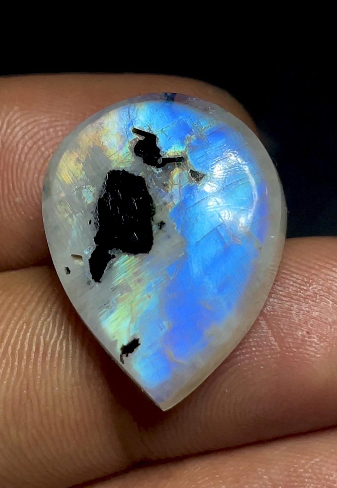 Flashy Rainbow Moonstone Pear Shape Cabochon Smooth Polished Loose ...