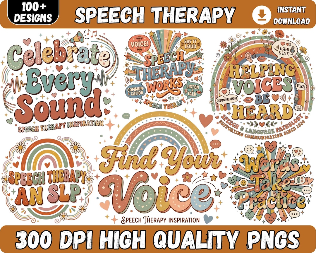 100+ Speech Therapy PNG Bundle Clipart, Funny SLP School Clipart ...