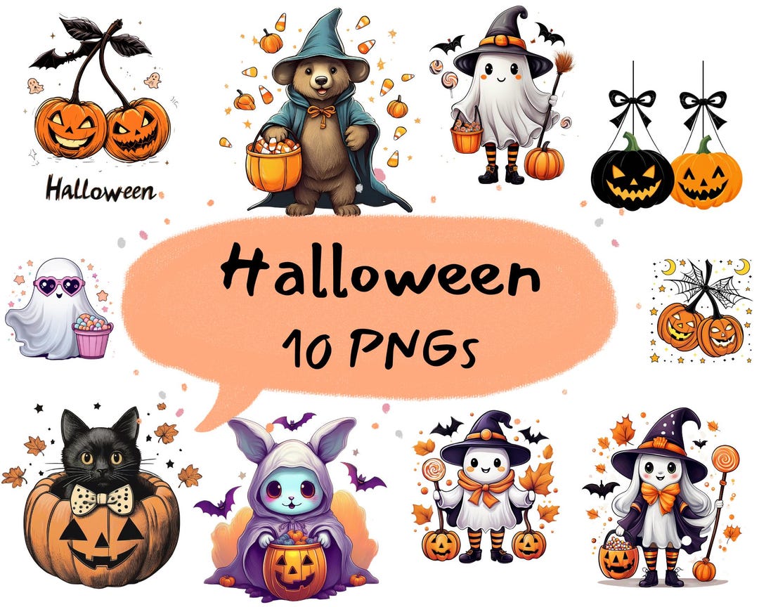 10 Cute Halloween PNG Mega Bundle, Halloween Horror Mickey Halloween ...