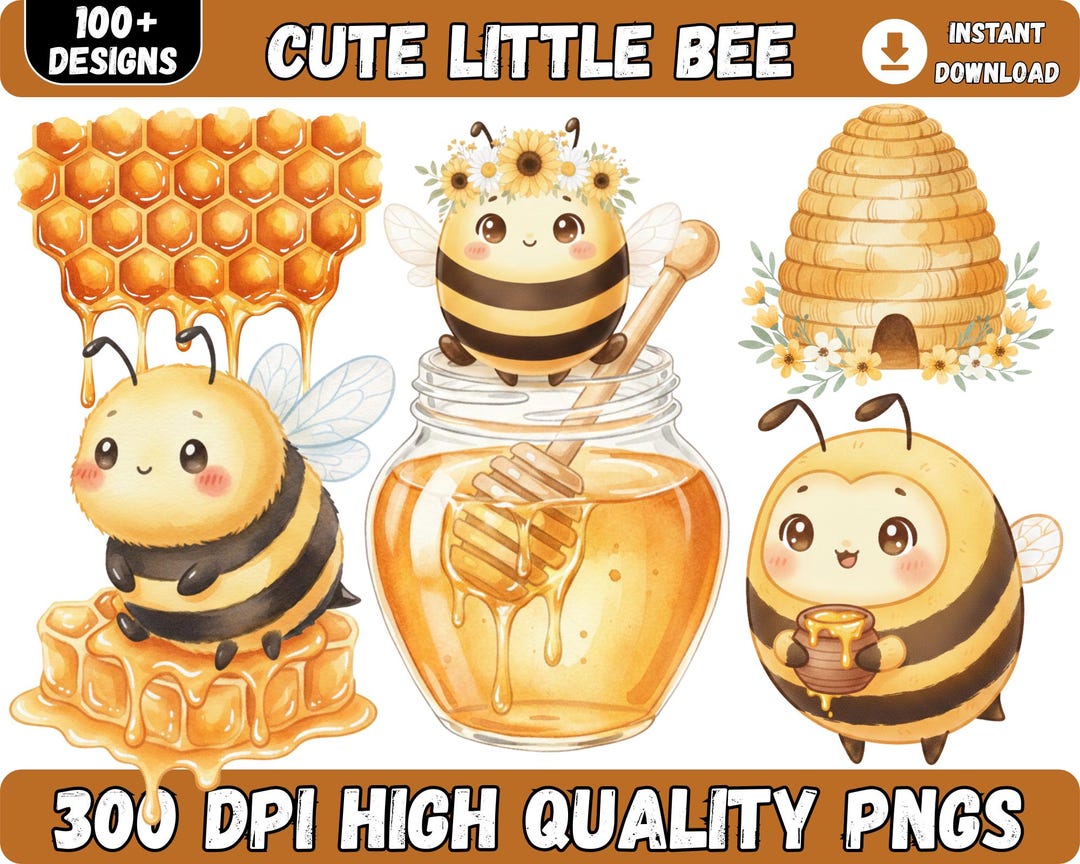 100+ Cute Little Bee Clipart, Watercolor Bee PNG, Baby Bee Clipart ...