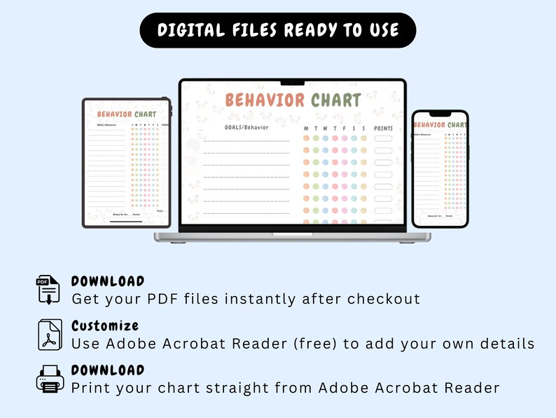 Editable Behavior Chart for Kids – Fillable PDF | Reward & Responsibility Tracker | Printable ...