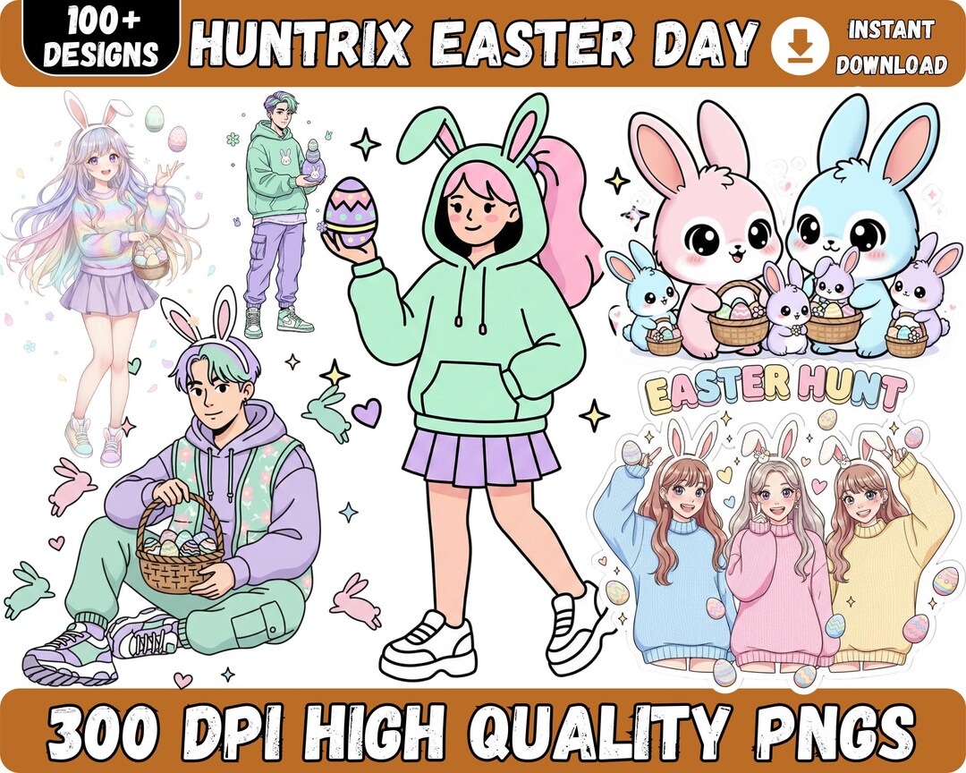 100+ Huntrix Easter Day Bundle PNG, Preppy Easter Kpop Demon Hunters ...