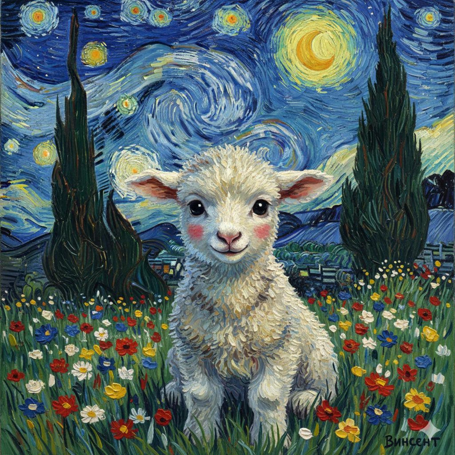 Vincent Van Gogh–style Baby Animal Prints | Nursery Wall Art ...