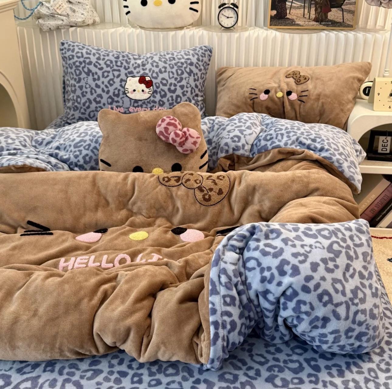 Hello Kitty Pink Inspired Bedding Set – Cotton Flannel, Twin/full/queen ...