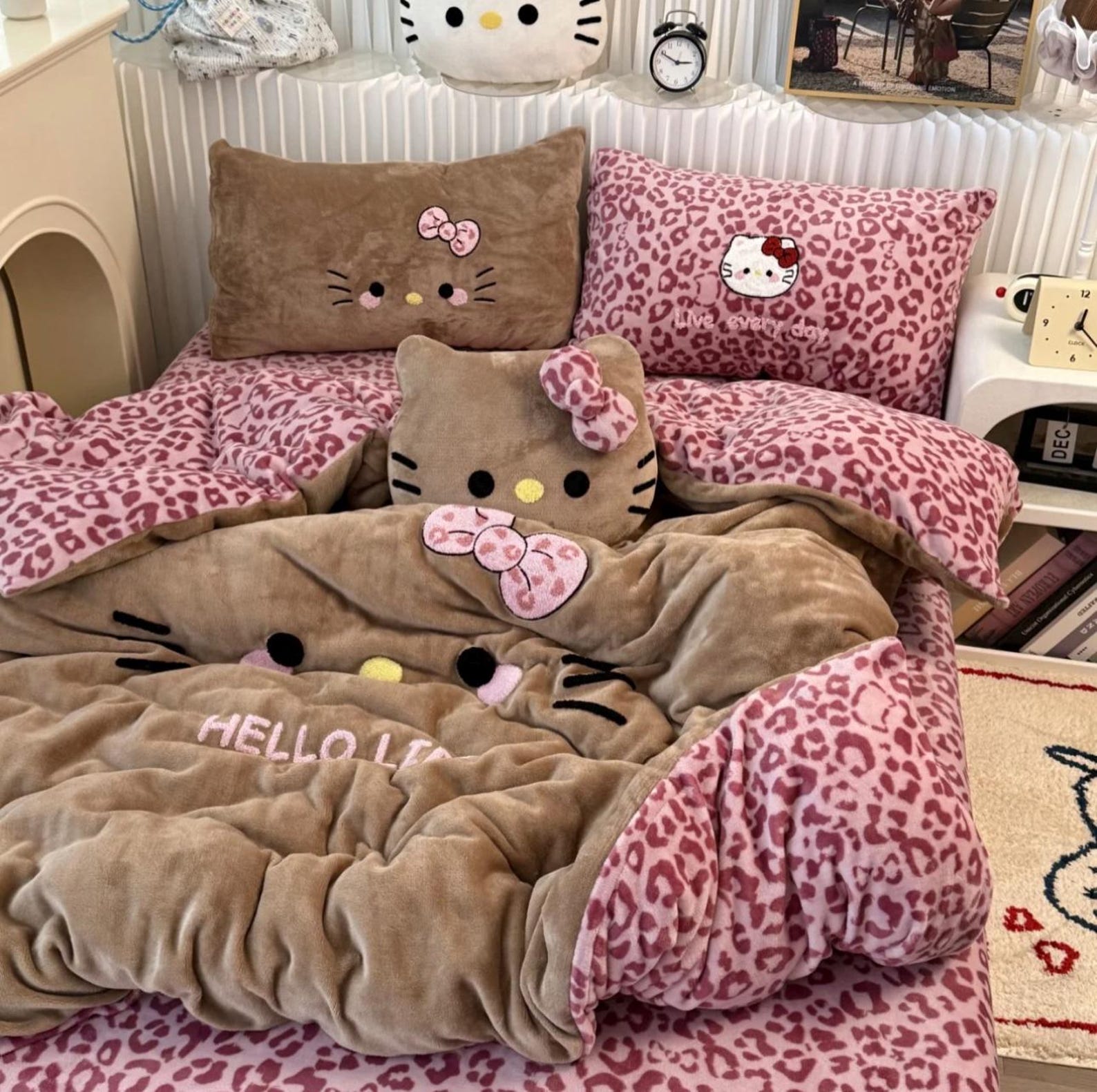 Hello Kitty Pink Inspired Bedding Set – Cotton Flannel, Twin/full/queen ...
