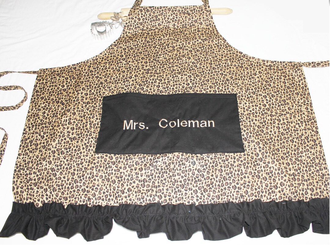 Personalized and Ruffled Plus Size Wild Cheetah Apron - Made to Order ...