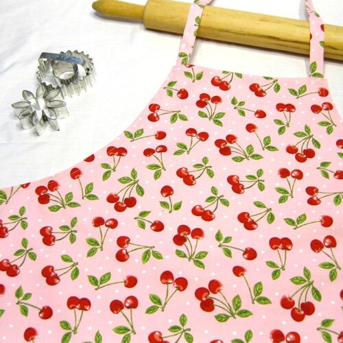 Retro Cherries on Aqua Adult Apron Ready to Ship - Etsy