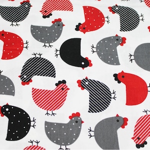 Adult Apron - Red & Black Chickens With Black Background - Waist Apron ...