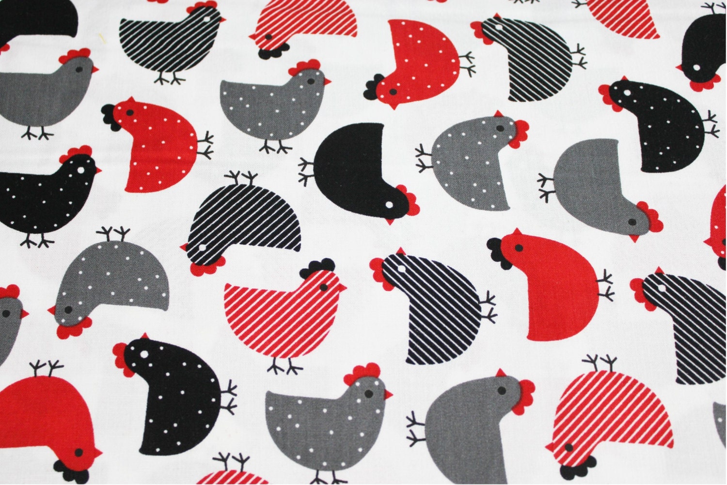 Adult Apron - Red & Black Chickens With Black Background - Waist Apron ...