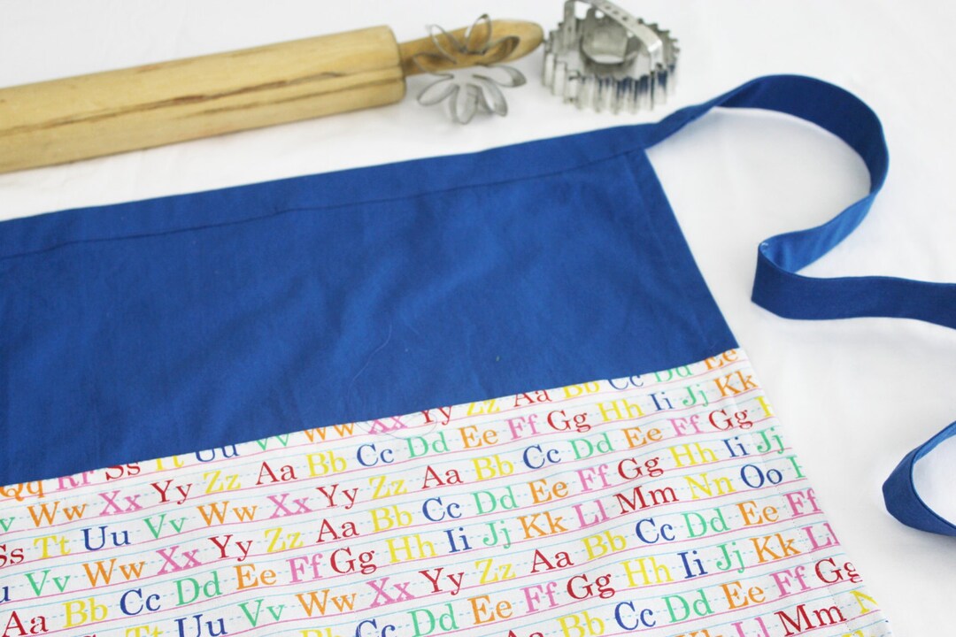 Adult Apron - Alphabet on Blue Background - Waist Apron - Ready to Ship ...