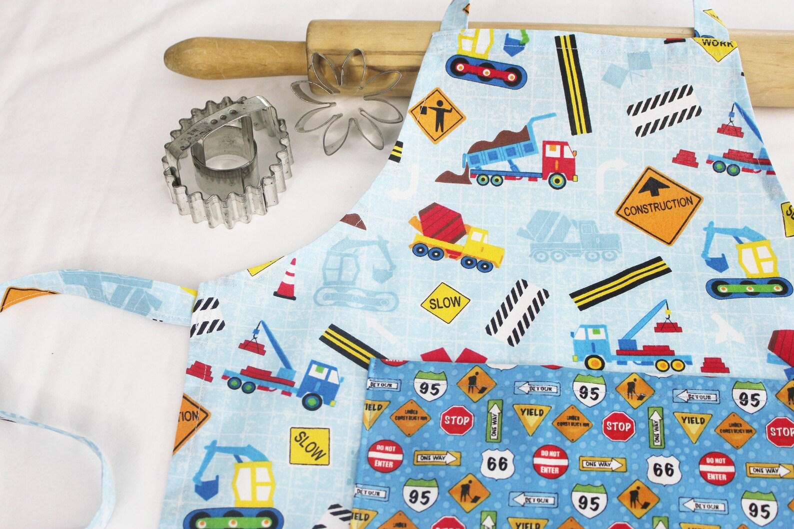Trucks at Work Child Apron With Road Sign Pocket Ready to Ship - Etsy