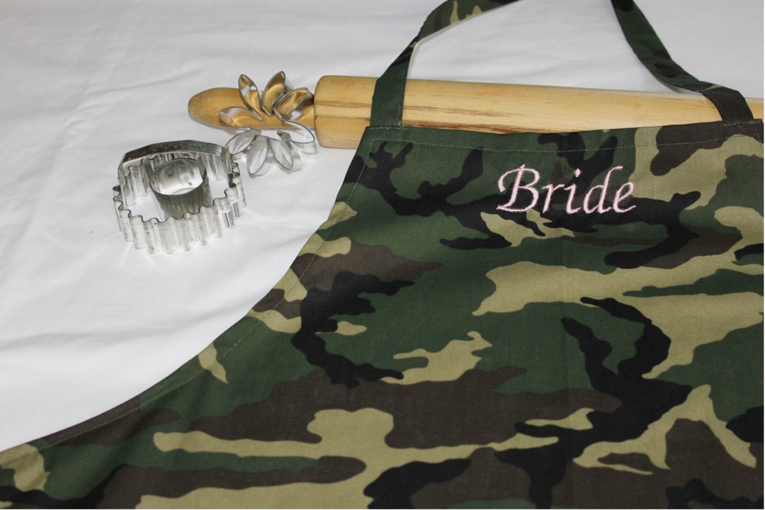 Bride Apron With Ruffle Camouflage and Pink Made to Order - Etsy