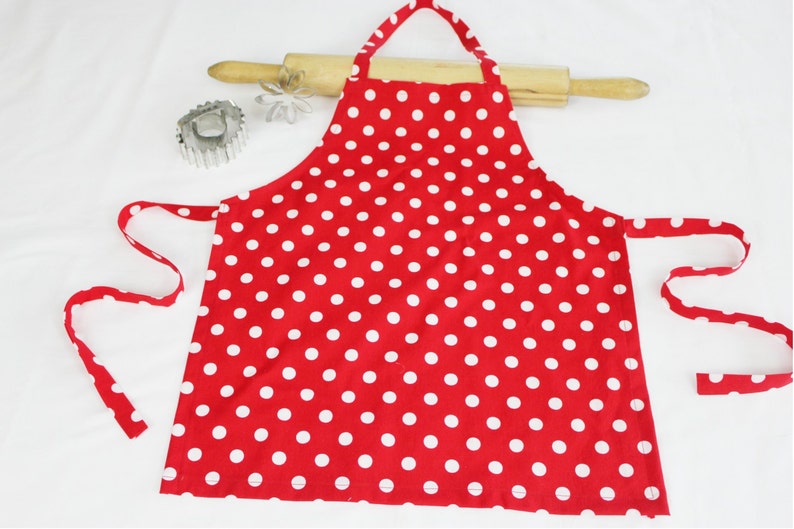Red and White Dots Child Apron Ready to Ship | Etsy