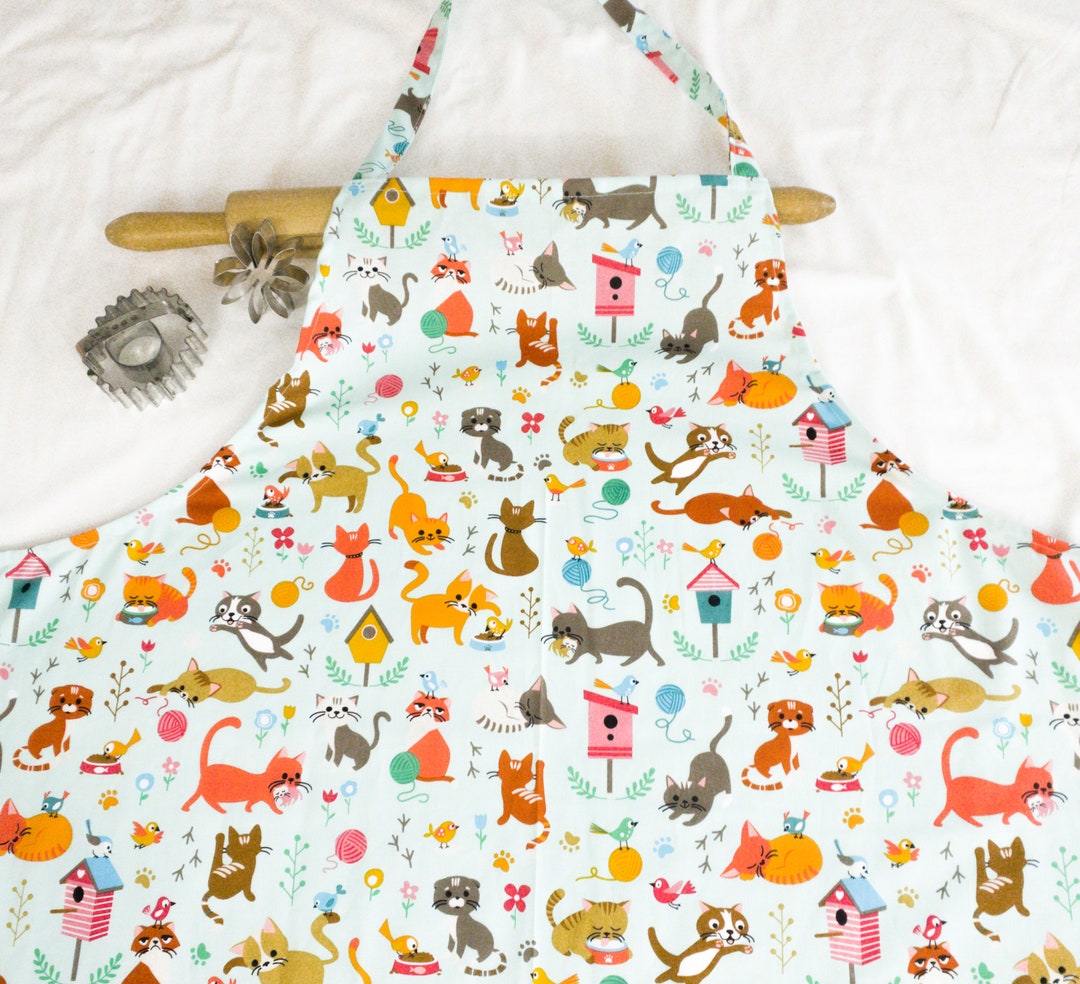 Plus Size Cats on Aqua Apron - Ready to Ship - Etsy