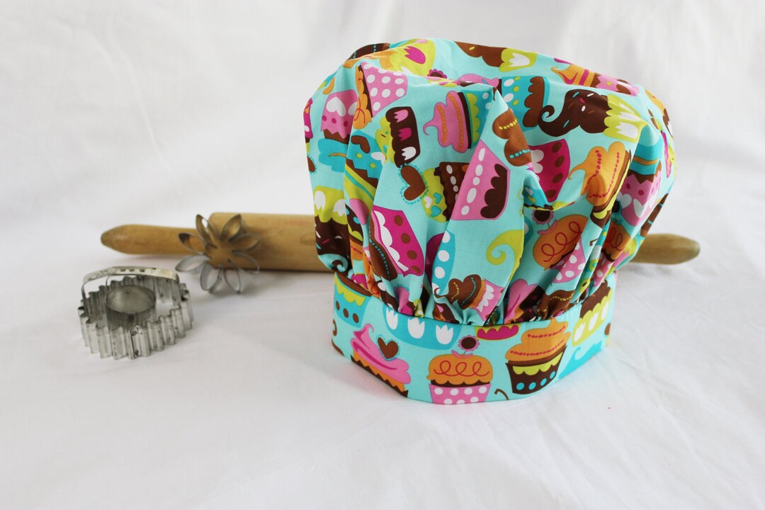 Child Chef Hat - Sweet Cupcakes on Teal - Adjustable - Ready to Ship - Etsy