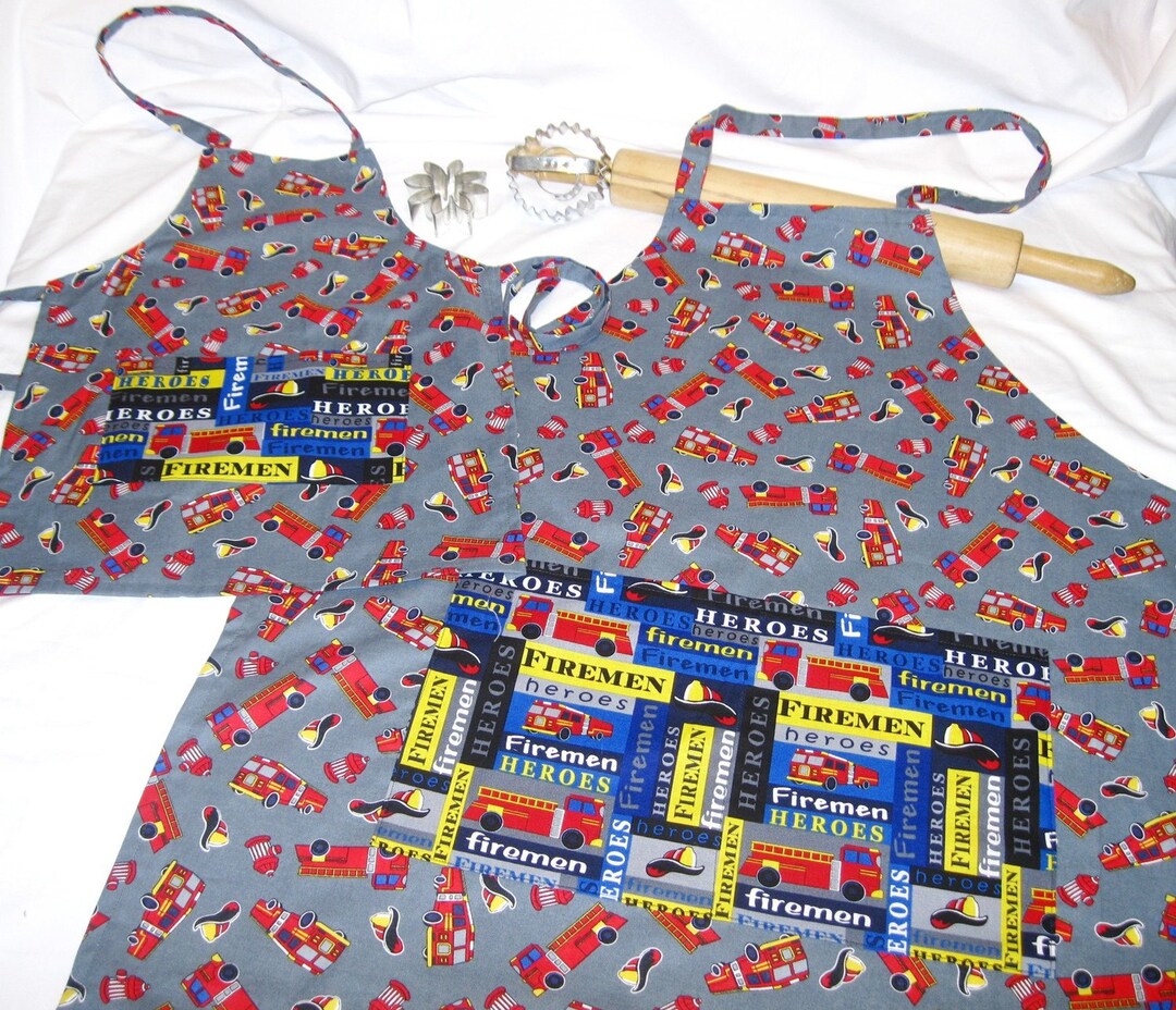 Adult and Child Apron Set - Fireman Aprons - Ready to Ship - Etsy