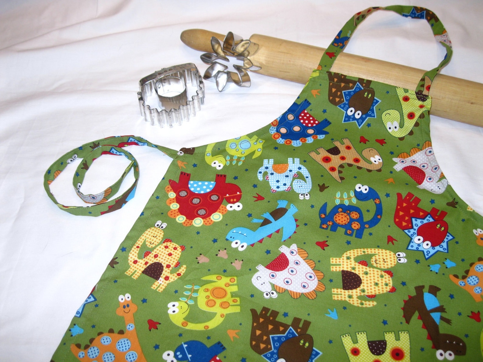 Green Dinosaurs Child Apron - Ready to Ship - Etsy