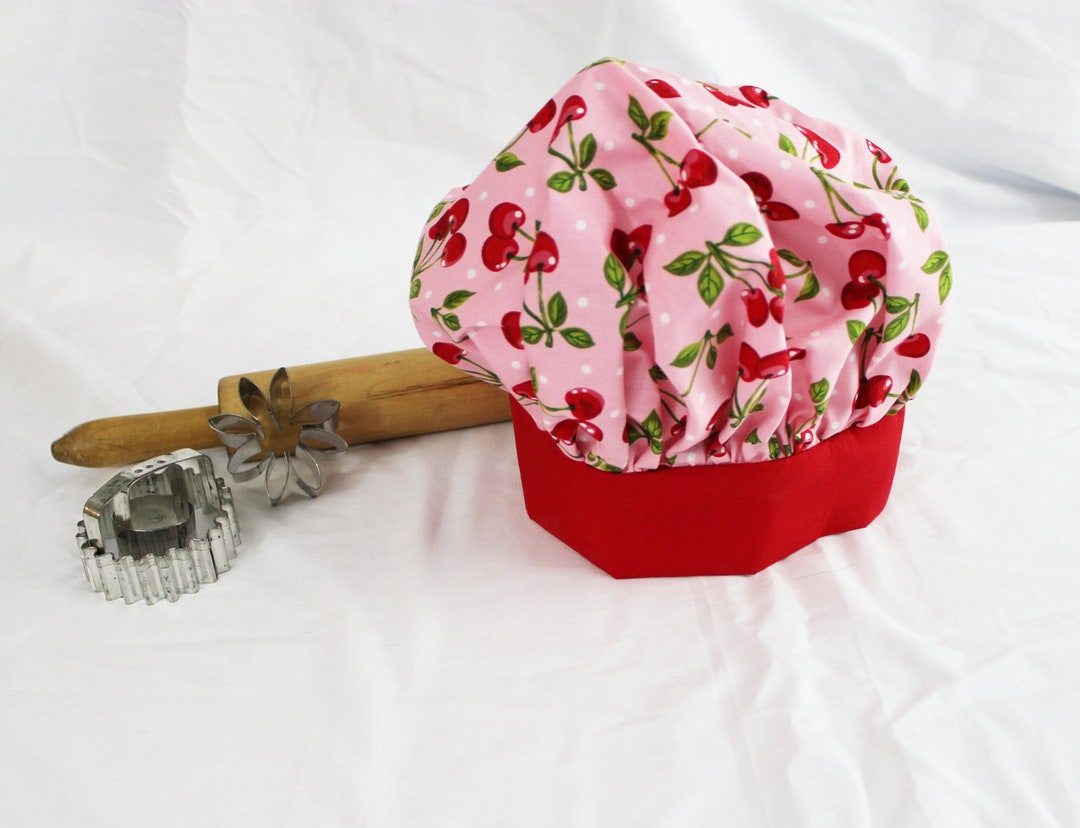 Retro Cherry Child Chef Hat With Red Band - Adjustable - Ready to Ship ...