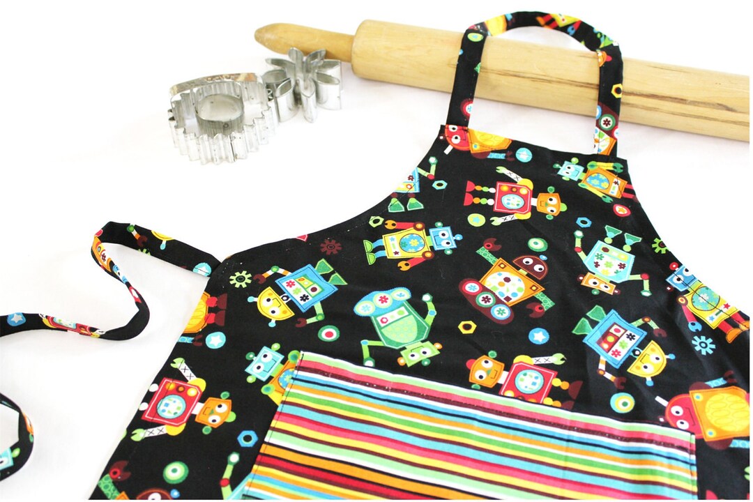 Robots Child Apron With Pocket - Ready to Ship - Etsy