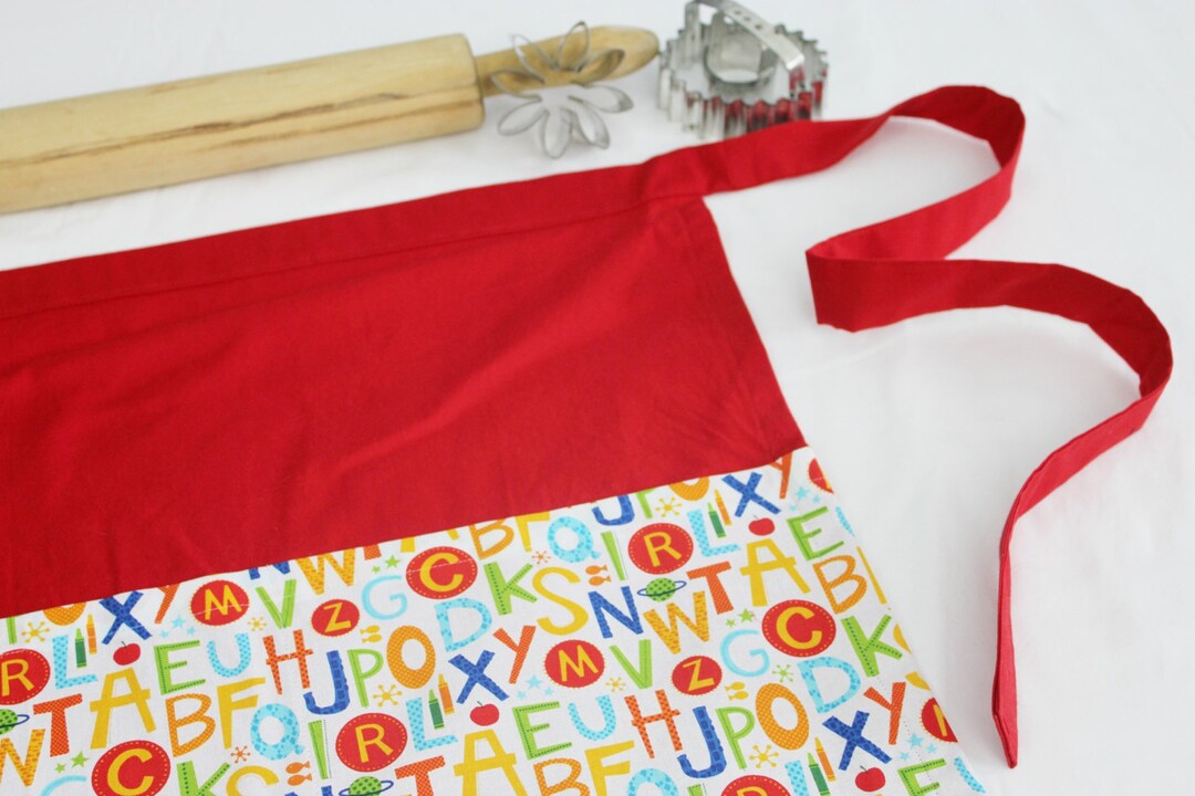 Alphabet Adult Apron - Red Background - Ready to Ship - Etsy