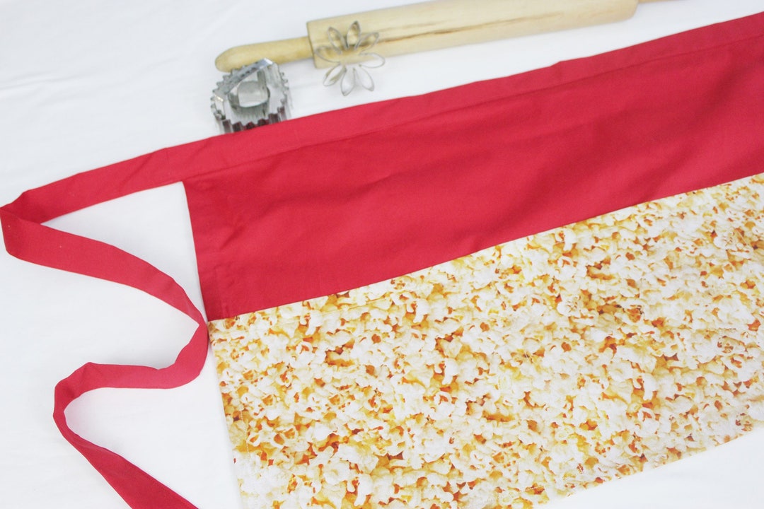 Popcorn on Red Adult Apron - Ready to Ship - Etsy