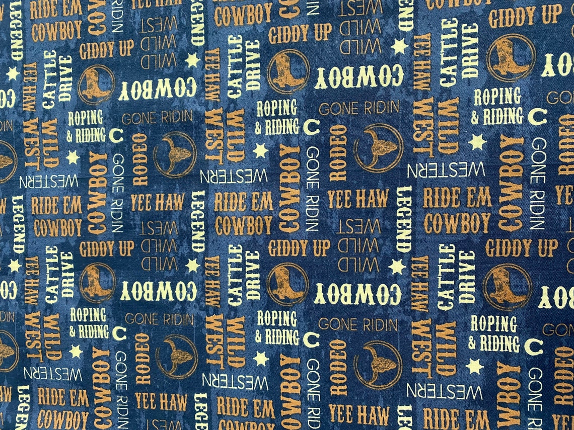 Cowboy Themed Western Adult Apron With Navy Pocket - Ready to Ship - Etsy