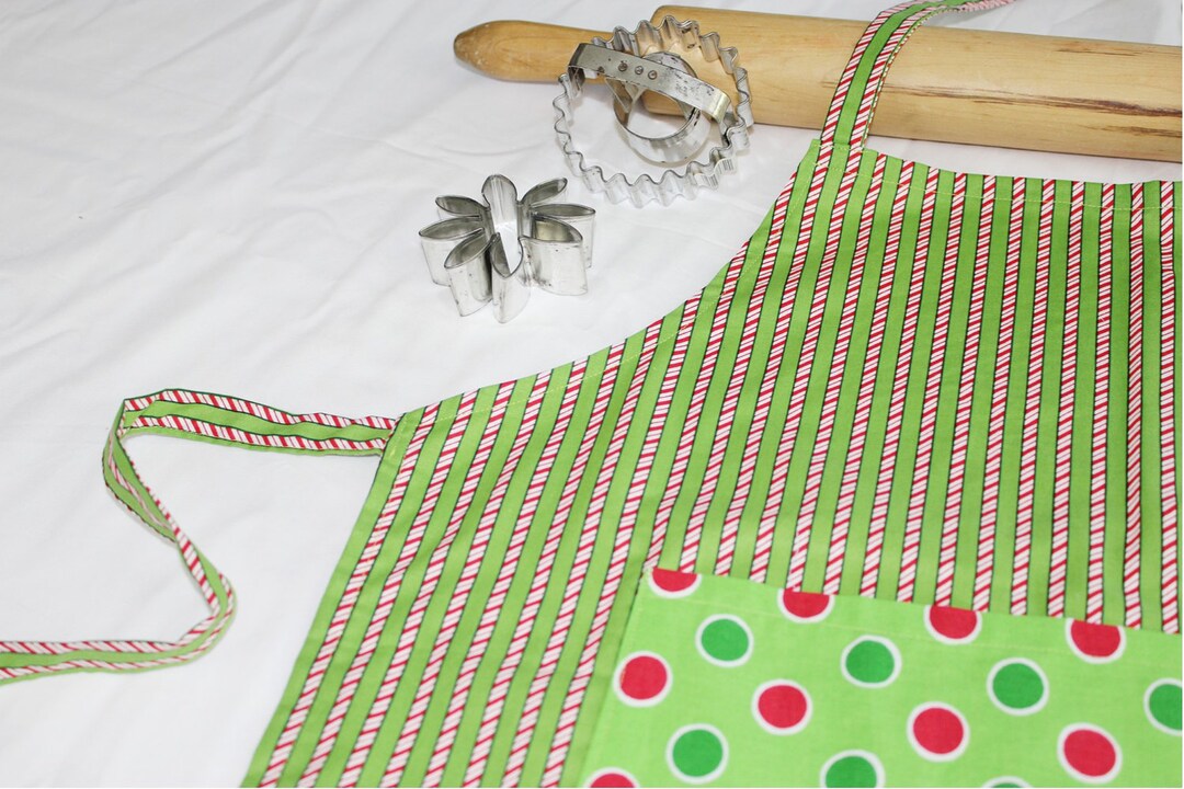 Child Apron - Candy Cane Stripes With Polka Dot Pocket - Ready to Ship ...