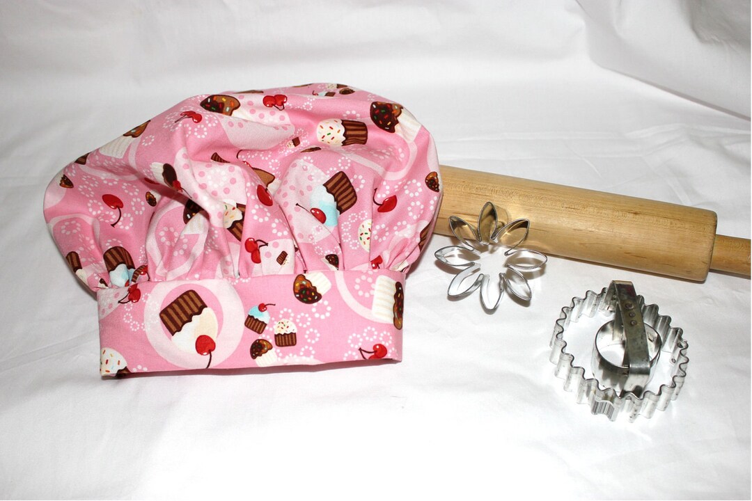 Child Chef Hat - Tossed Cupcakes on Pink - Adjustable - Ready to Ship ...