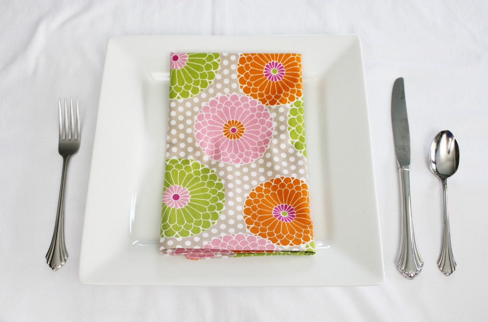 Flowers & Dots Cloth Napkins Double Sided Thick and Large | Etsy