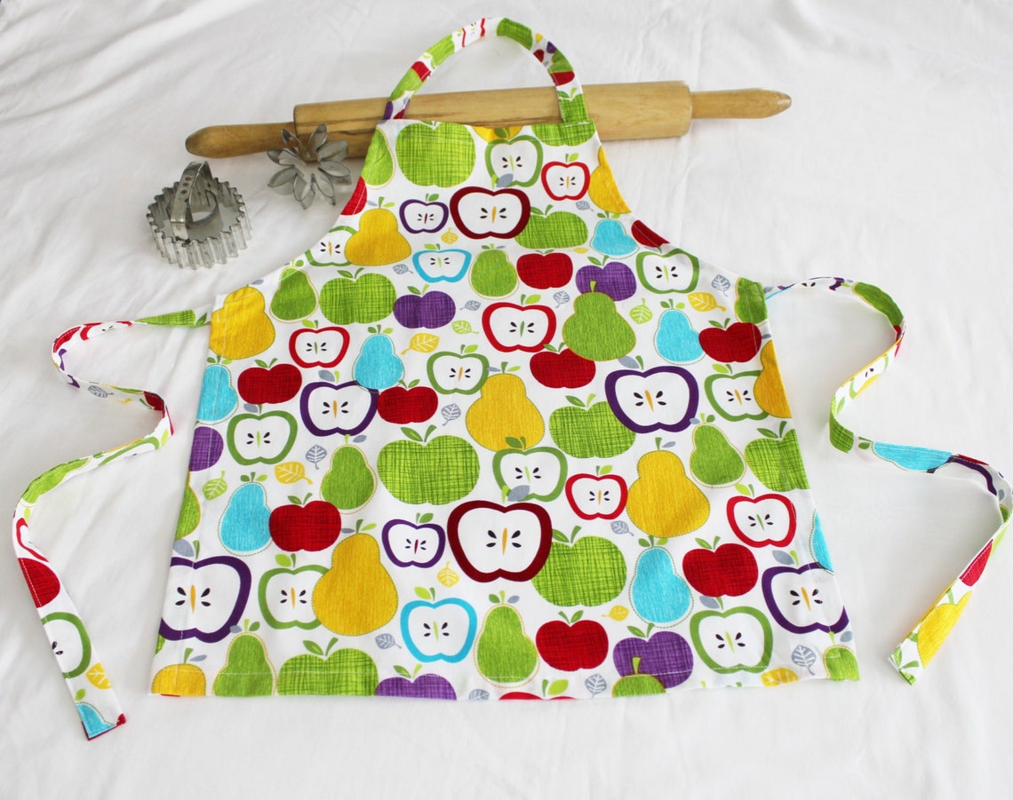 Retro Apples Child Apron and Adjustable Chef Hat Ready to - Etsy