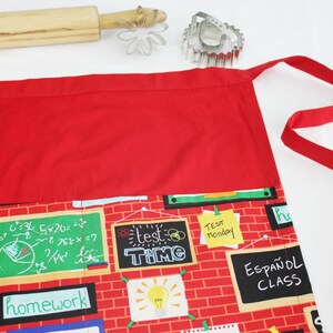 Adult Apron - School Themed Teacher With Red Background - Waist Apron ...
