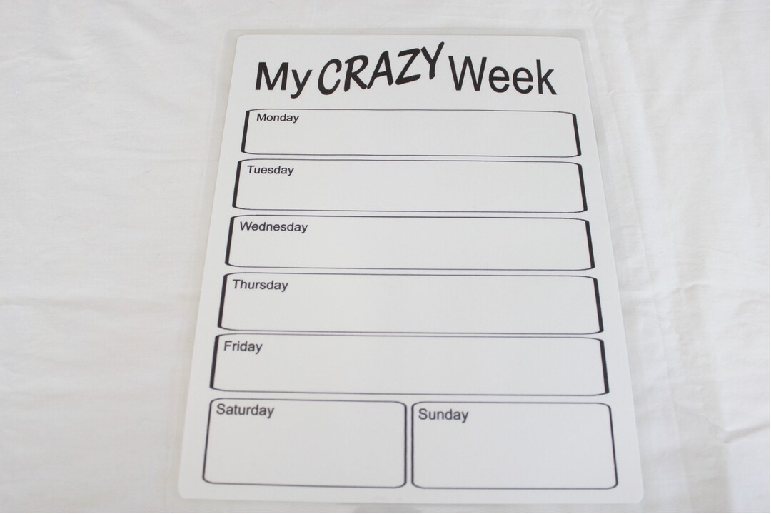 My Crazy Week Dry Erase Schedule Planning Board - Ready to Ship - Etsy