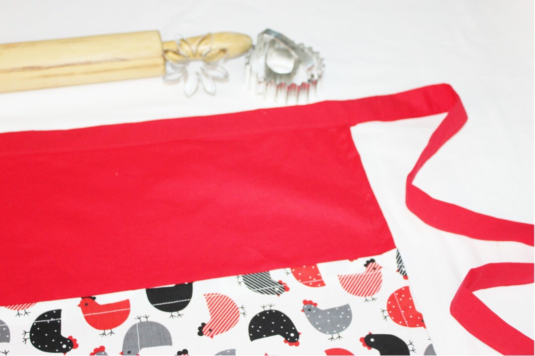 Red & Black Chickens Adult Apron - Red Background - Ready to Ship - Etsy