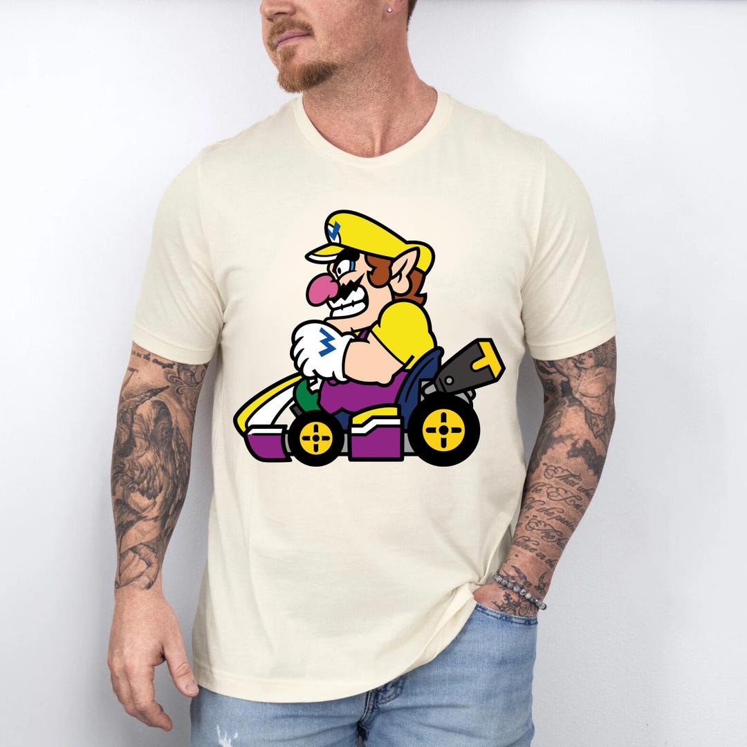 Wario Mario Kart T-shirt, Nintendo Villain Graphic Tee, Retro Gaming ...