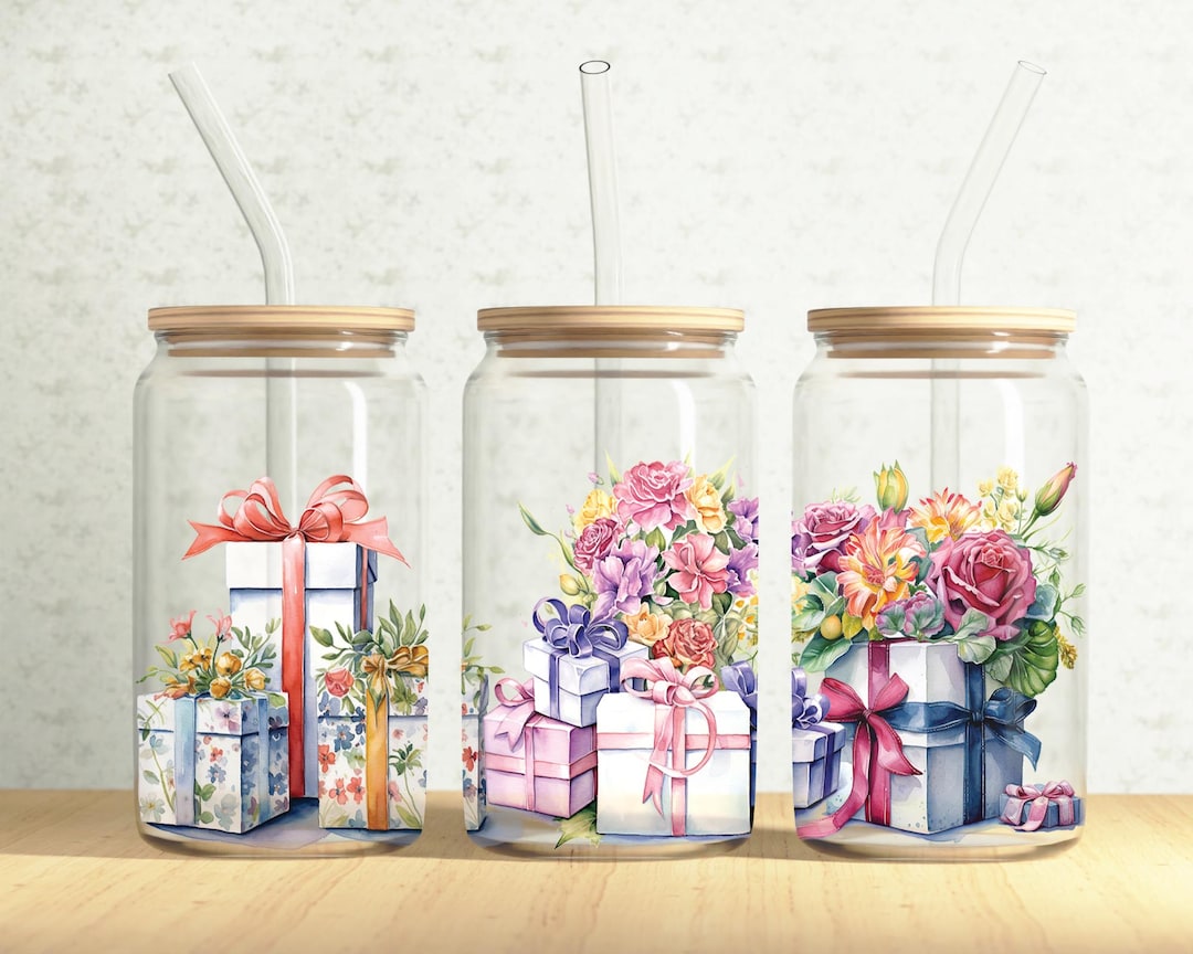 Gift Boxes Glass Can Wrap, Present Box 16oz Glass Can, Floral Boxes ...