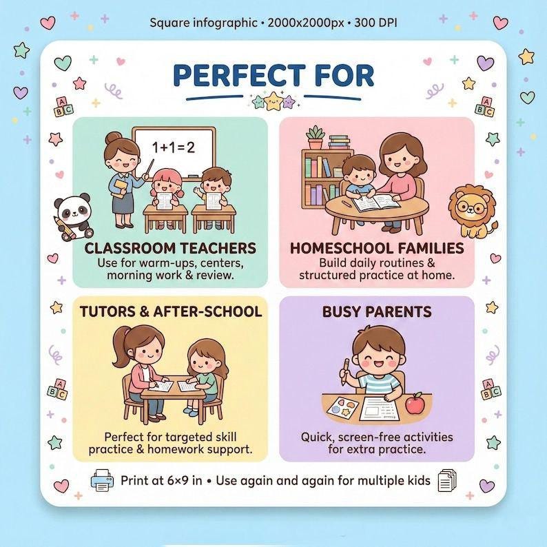 Kindergarten & 1st Grade Mega Workbook – 1000+ Math and Reading ...