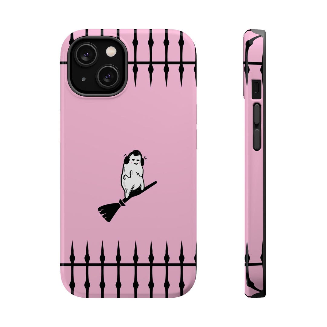 Cute Cat Broom Phone Case, Magic Pet Design, Halloween Gift, Witchy ...