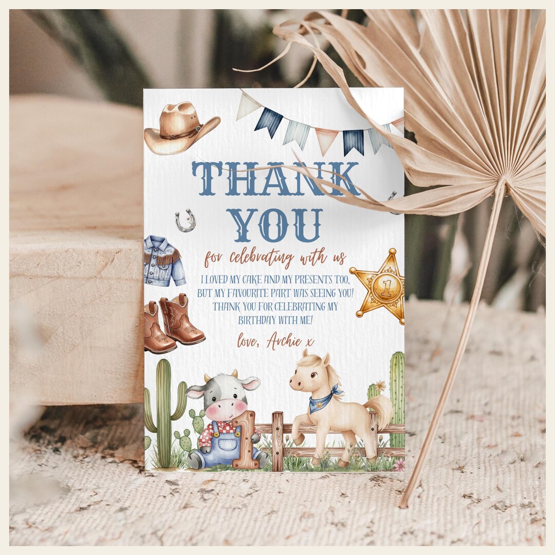 My First Rodeo Thank You Card | Printable My 1st Rodeo Template ...