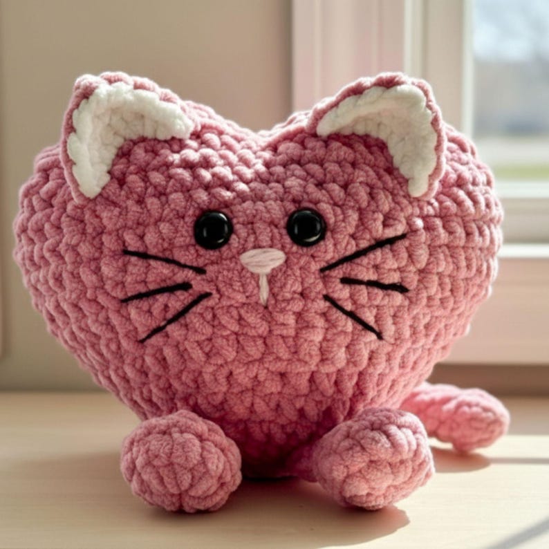 Heart Cat and Bunny Crochet Pdf Pattern - How to Crochet Heart Plush ...