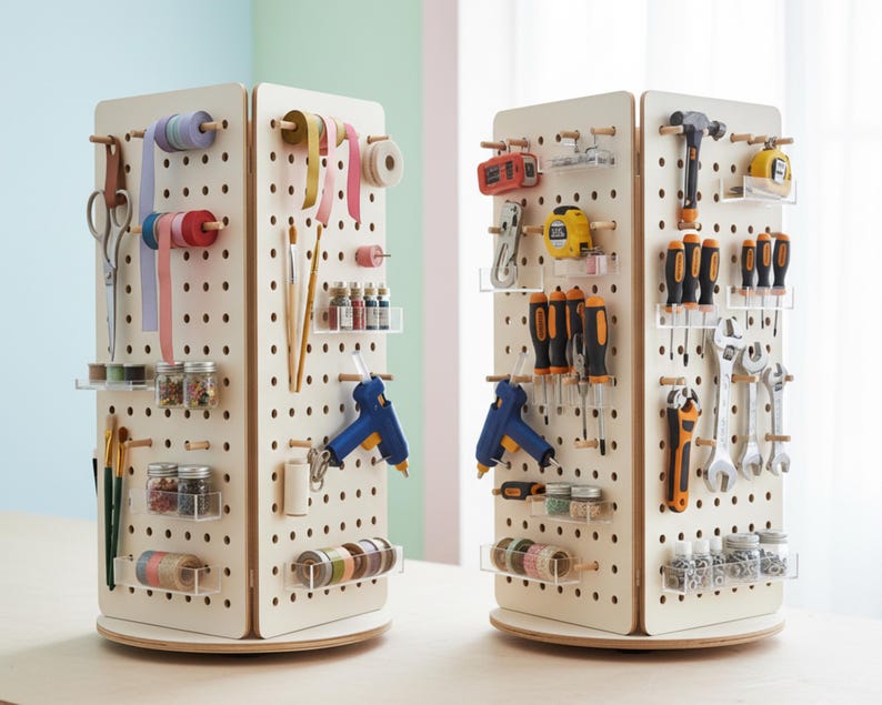 DIY Rotating Pegboard Plan | 360 Spinning Tool Organizer PDF | Garage ...