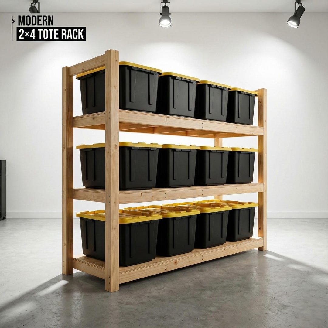 2x4 Gallon Storage Tote | Wood Organizer Build | Heavy-duty Shelf ...