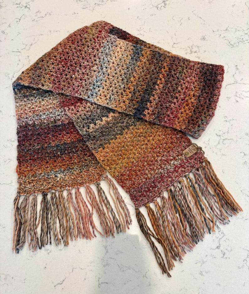 Handmade Crochet Scarf - Rich Brown Earthtones in a Luxurious Wool ...