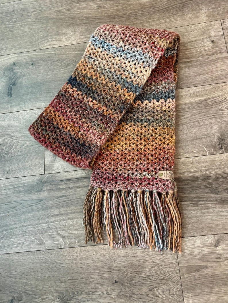 Handmade Crochet Scarf - Rich Brown Earthtones in a Luxurious Wool ...