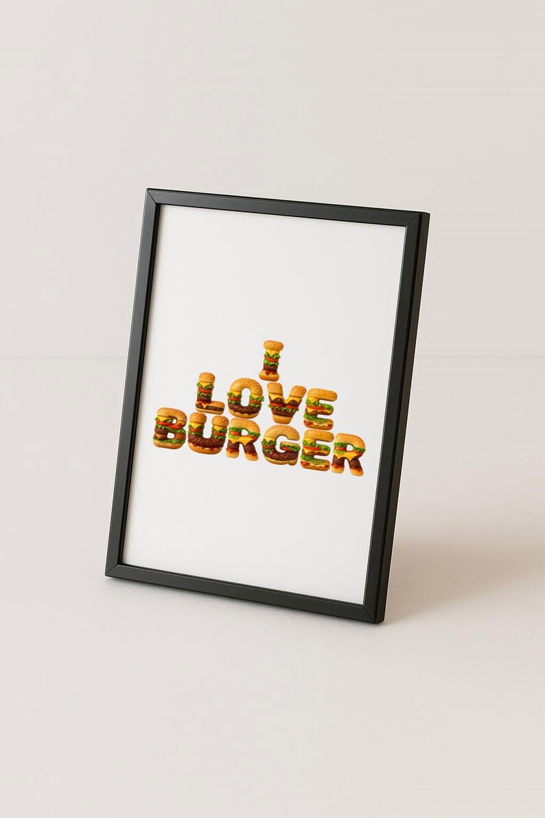 Burger Font Alphabet Clipart – 36 PNG, Food Letter Stickers (digital ...
