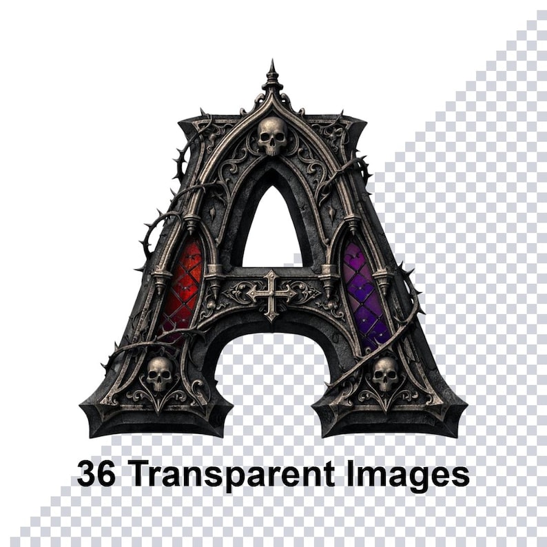Gothic Alphabet PNG Bundle, Blackletter Medieval Letters and Numbers ...